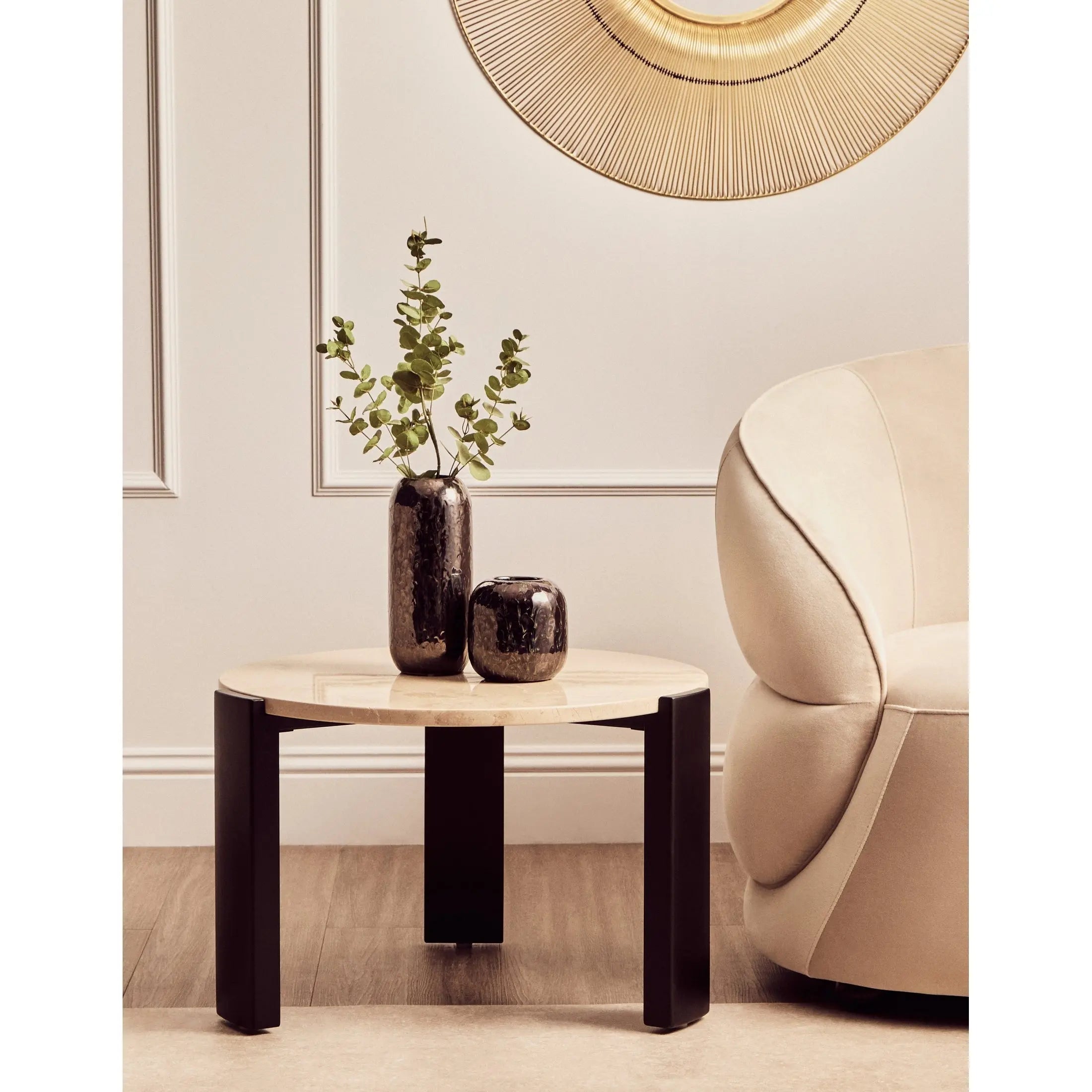 Ravello Cream Marble Coffee Table | Small Round Accent Table | NJ Home ...